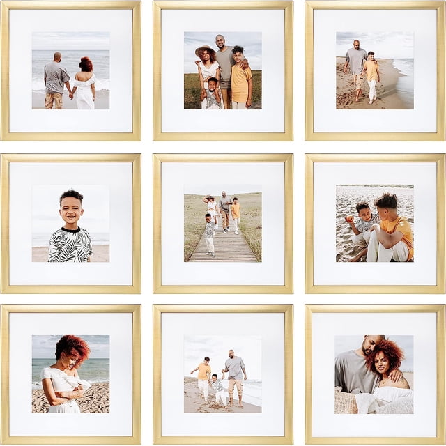 LALANG 9 Piece Gallery Wall Frame Set, 12x12 in. Matted to 8x8 in ...
