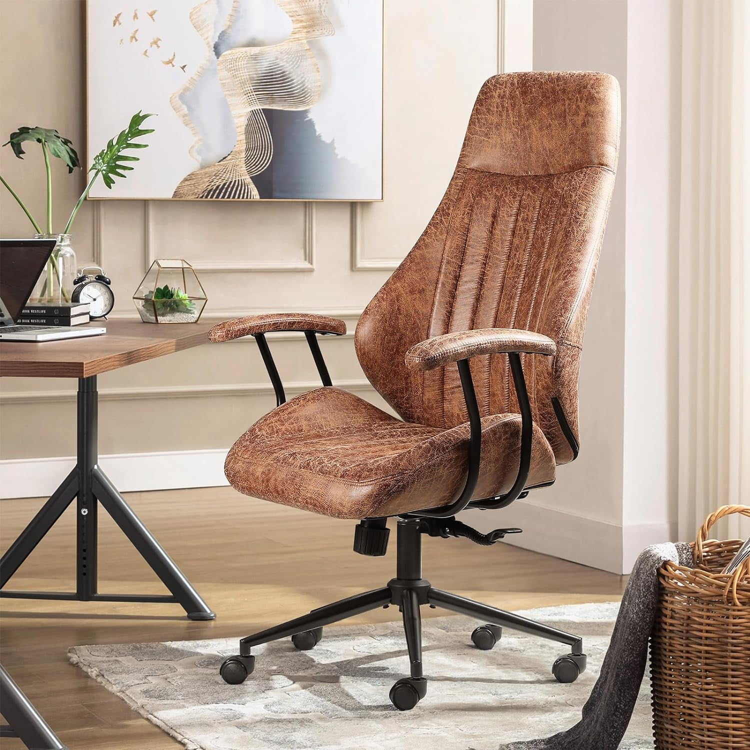 LALANG Leather Office Chair,Computer Chair,Computer Desk Chair,Morden ...