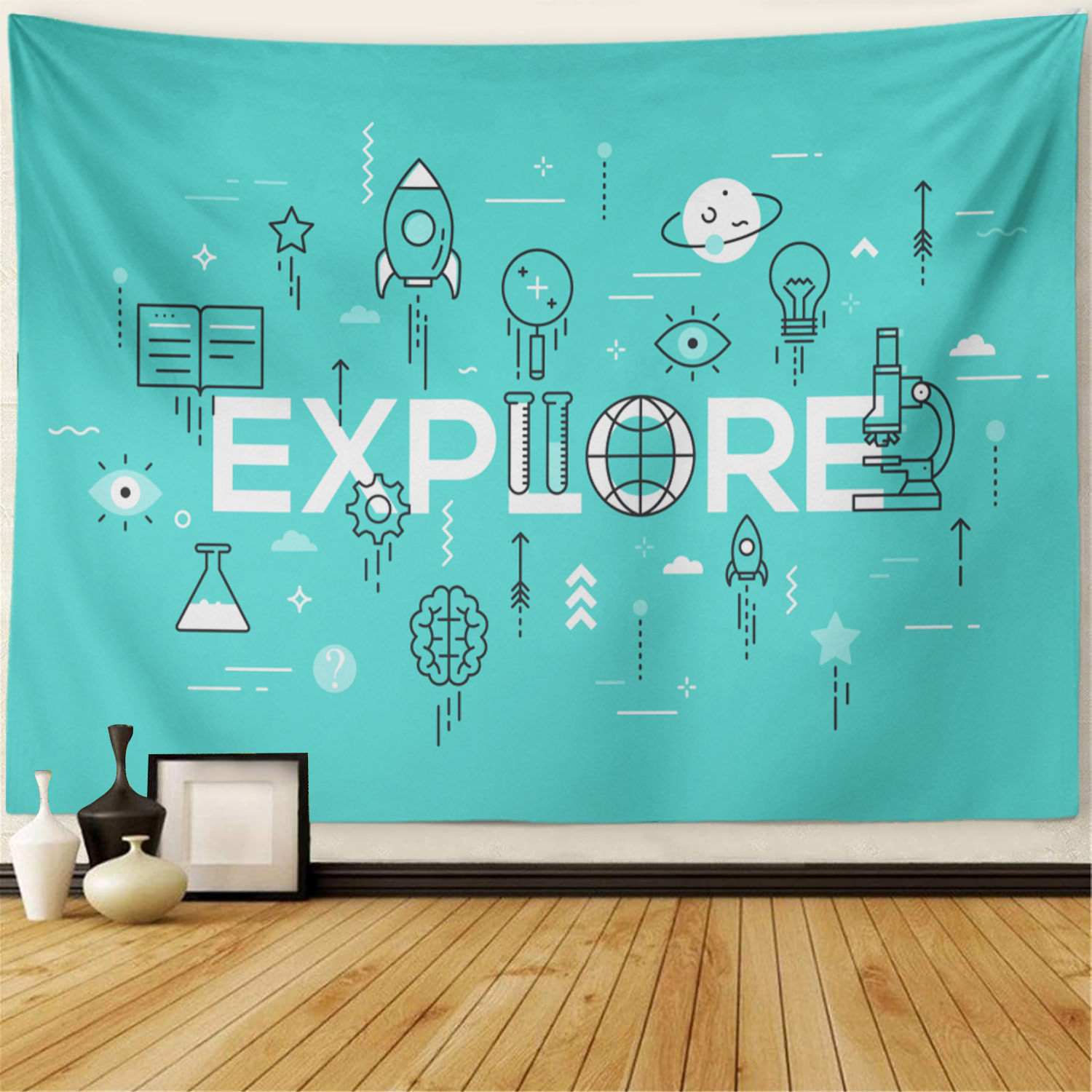 LALILO 4 Pcs Light Tapestry Word Scientific Wall Hanging for Living ...