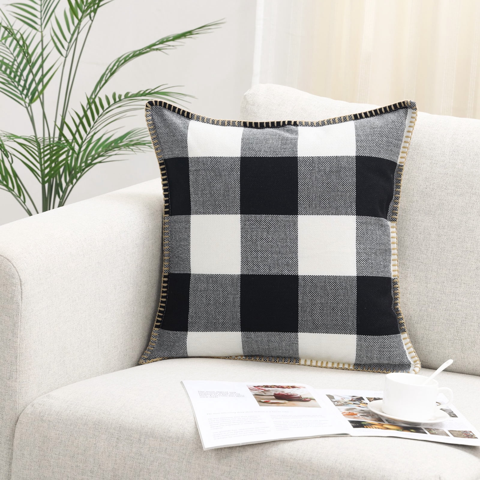 LALILO Black and White Throw Pillow Cover Buffalo Plaid Pillow Cover ...