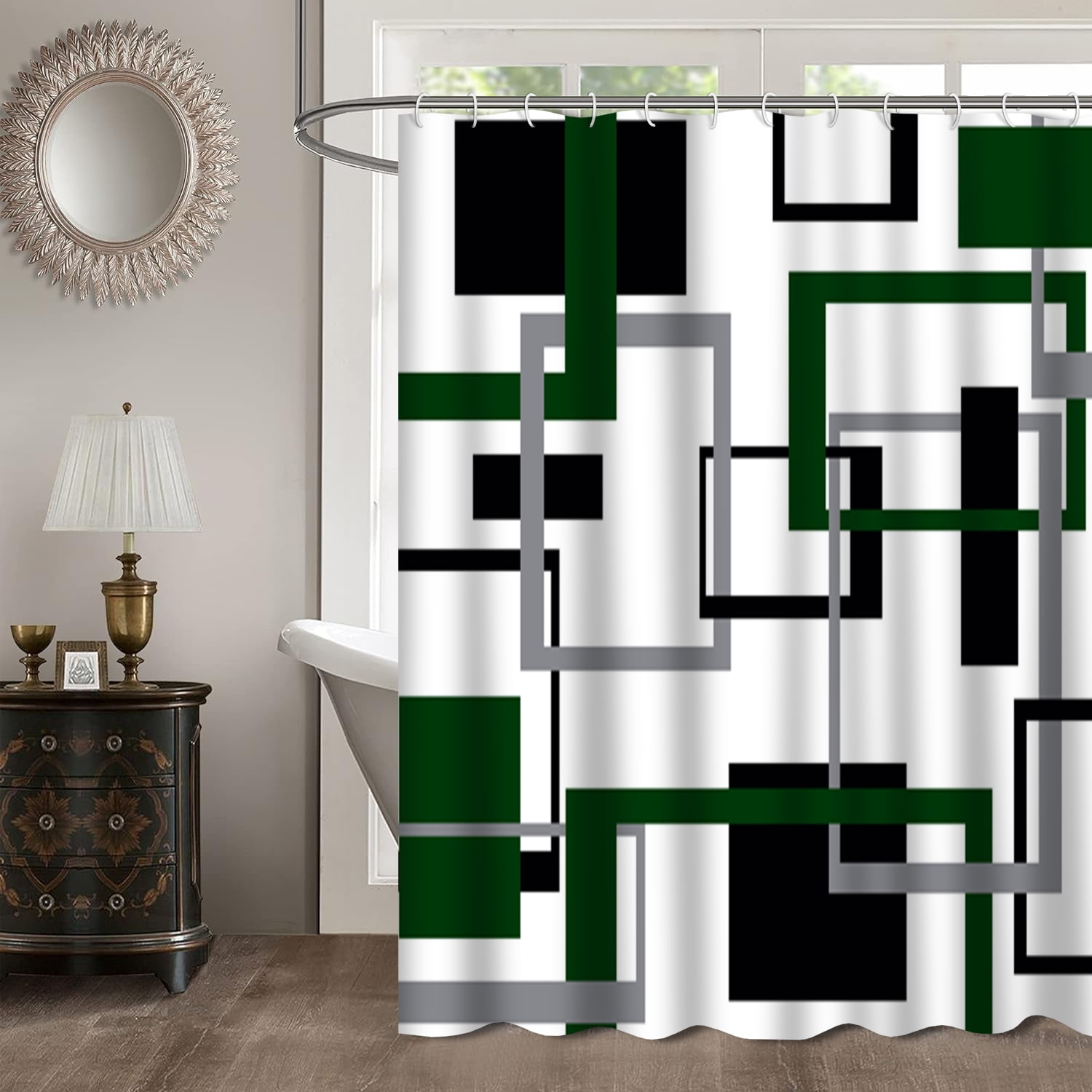 LALILO Green Fabric Shower Curtain for Bathroom ,Waterproof Shower ...