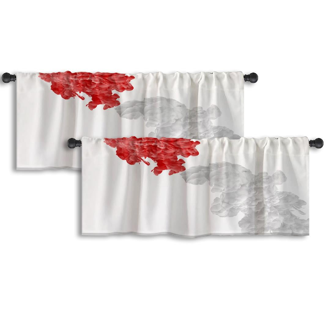 LALILO Kitchen Curtain Valance Acrylic And Ink Water Ink Rod Pocket ...