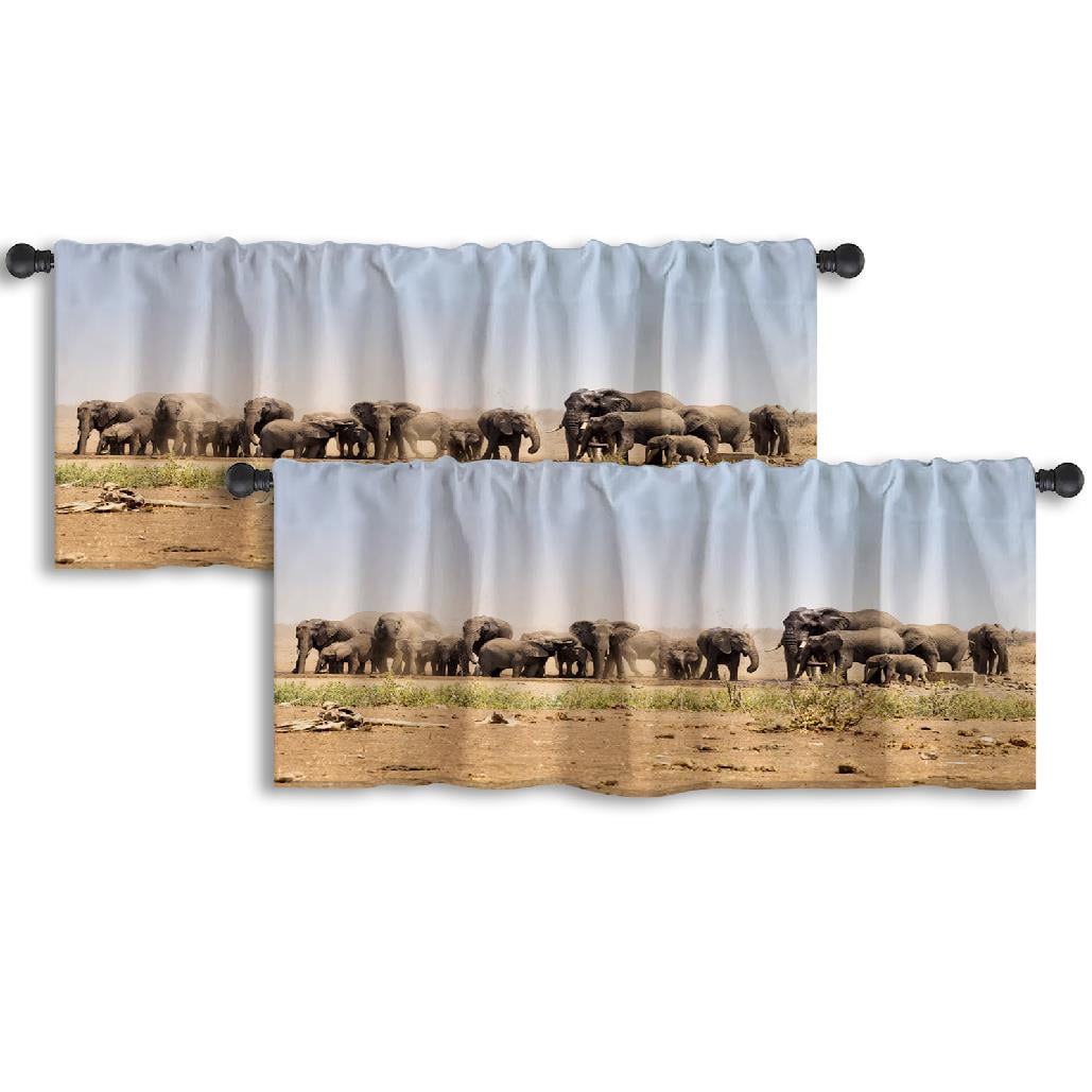 LALILO Kitchen Curtain Valance African Dust Park South Africa Rod ...