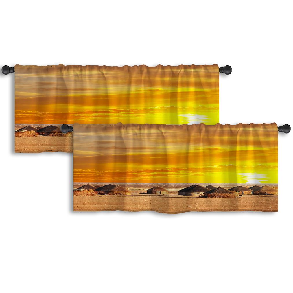 LALILO Kitchen Curtain Valance African Landscapes Africa Rod Pocket ...