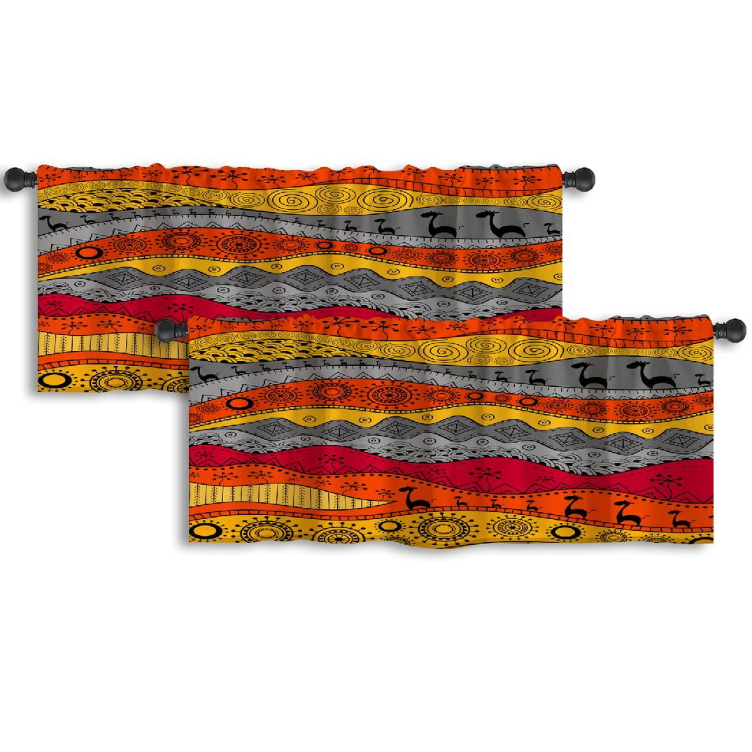 LALILO Kitchen Curtain Valance African Tribal Can And Africa Rod Pocket ...
