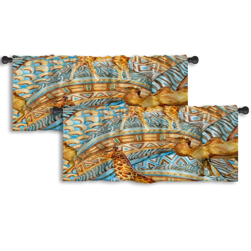 LALILO Kitchen Curtain Valance African Watercolor With Rod Pocket ...