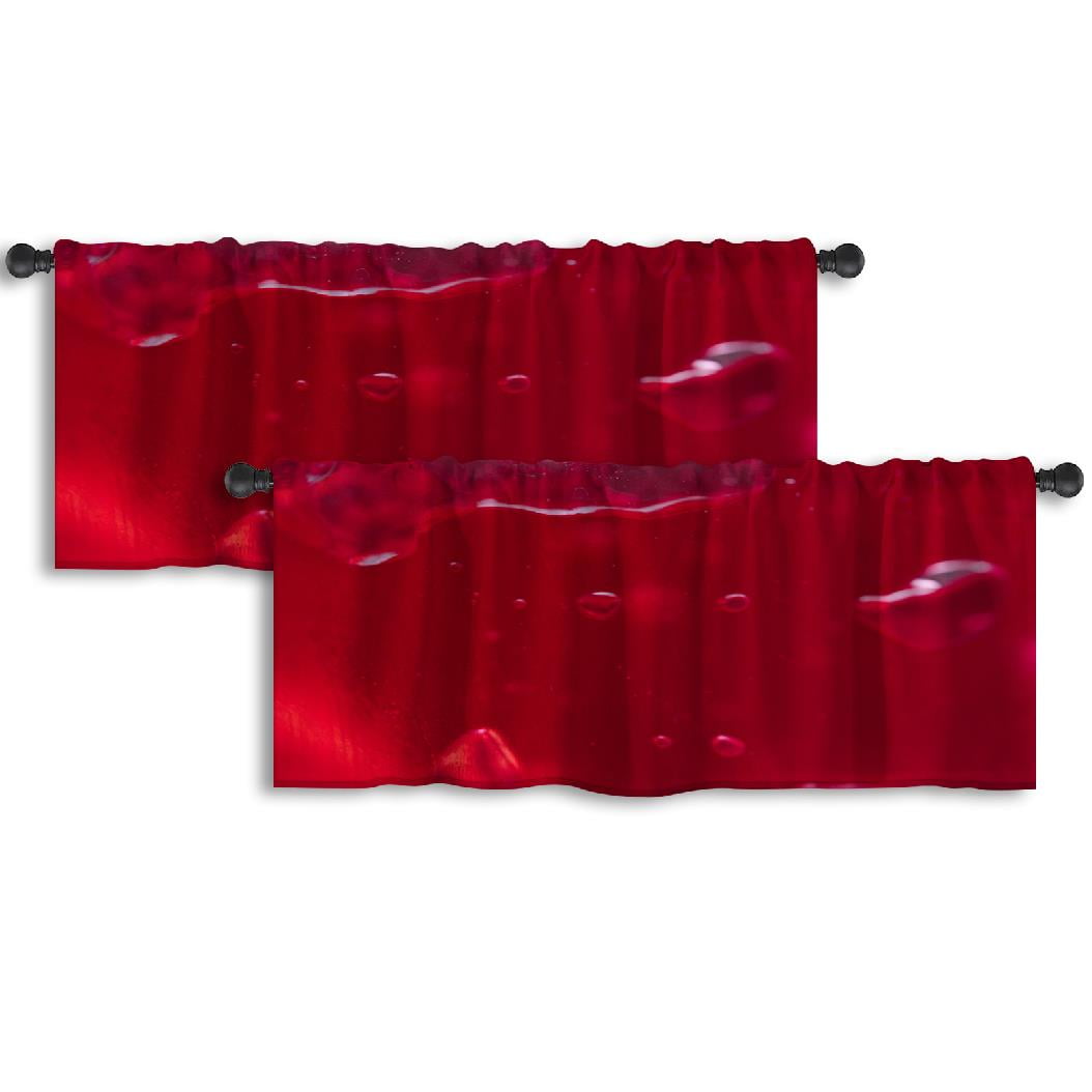 LALILO Kitchen Curtain Valance Air Bubbles Red Jelly Jelly Red Rod ...