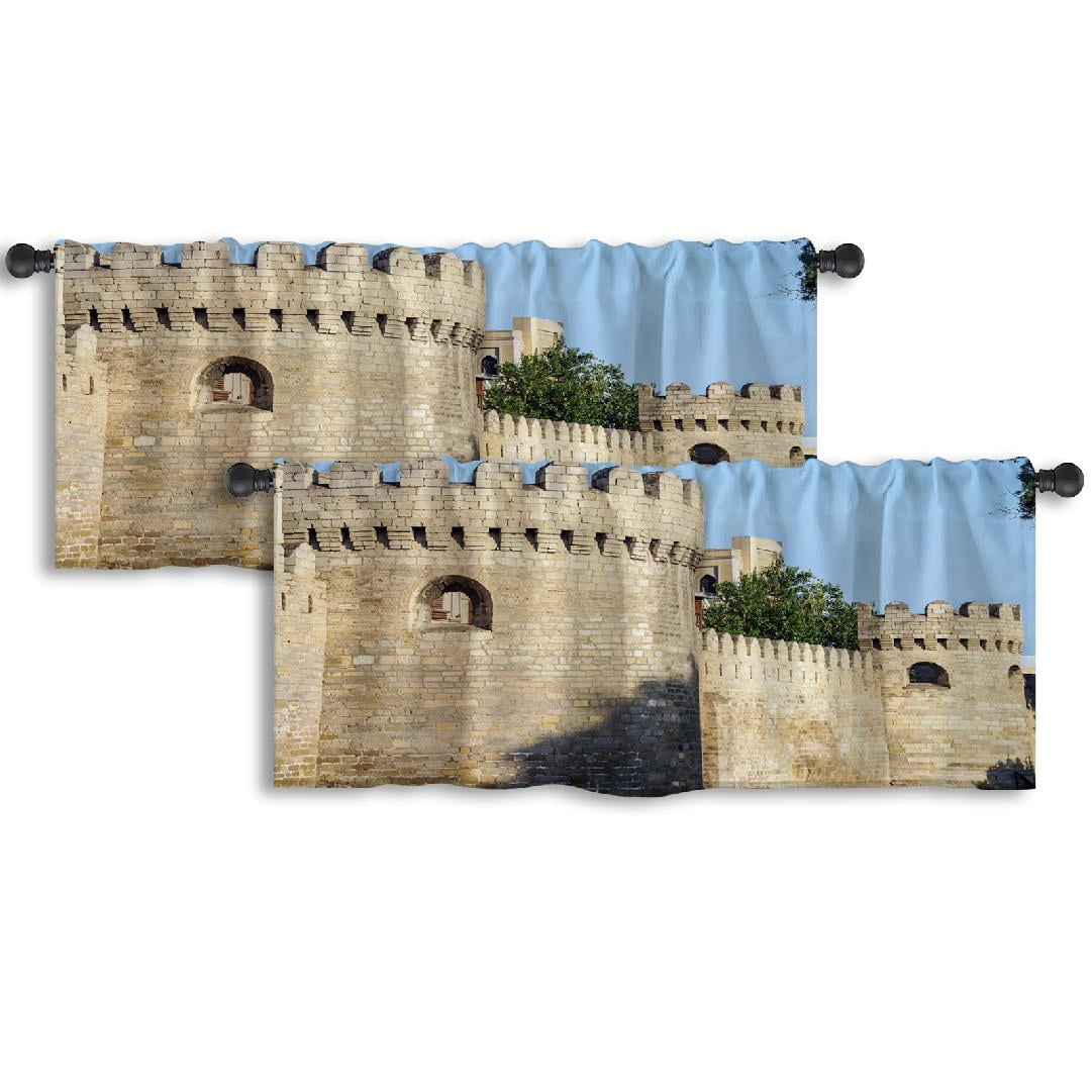 LALILO Kitchen Curtain Valance Ancient Castle Ancient Castle Rod Pocket ...