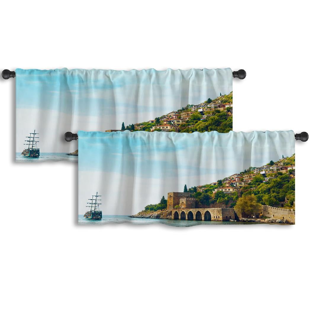 LALILO Kitchen Curtain Valance Ancient Castle Turkey Castle Rod Pocket ...