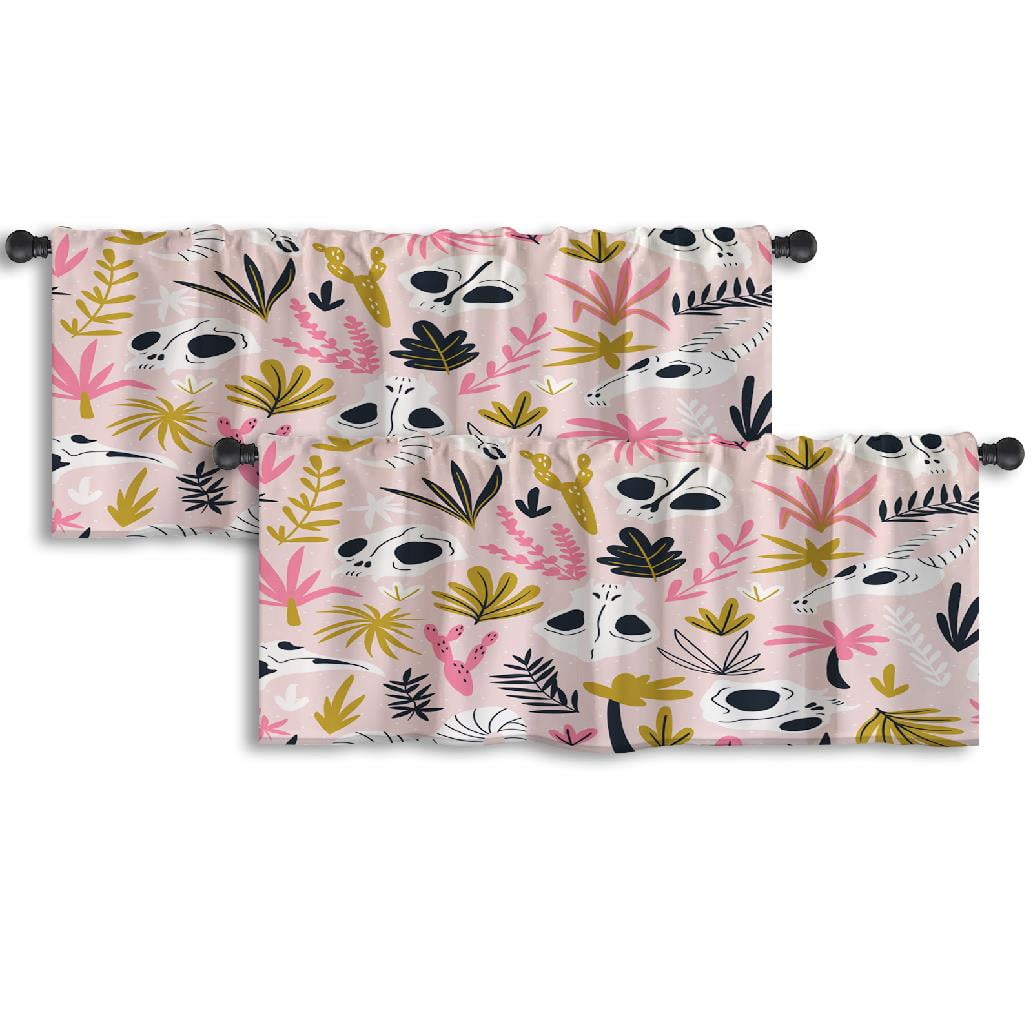 LALILO Kitchen Curtain Valance Animal Skulls With Cute Skulls Rod ...