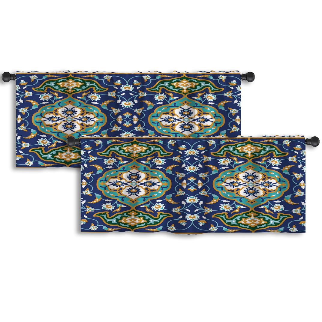 LALILO Kitchen Curtain Valance Arabic Floral Border Rod Pocket Window ...