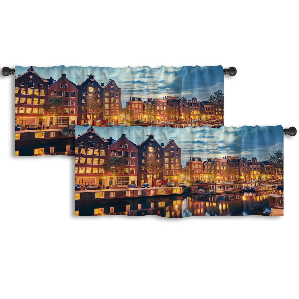 LALILO Kitchen Curtain Valance Arabic Mandala Ornamental Round Rod ...