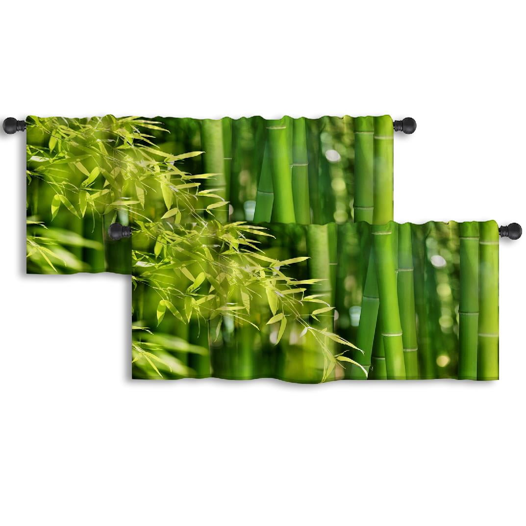 LALILO Kitchen Curtain Valance Asian Bamboo Forest With Rod Pocket ...