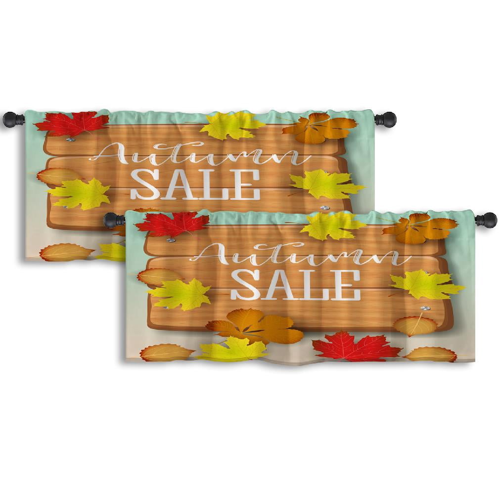 LALILO Kitchen Curtain Valance Autumn Banner Colorful Tree Rod Pocket ...