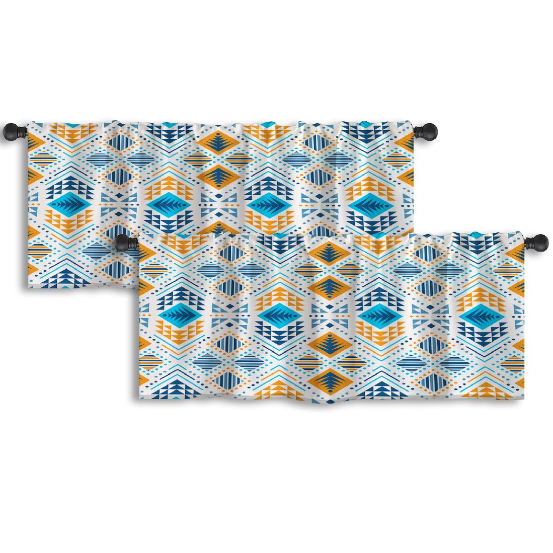 LALILO Kitchen Curtain Valance Aztec Geometry With Tribal Rod Pocket ...