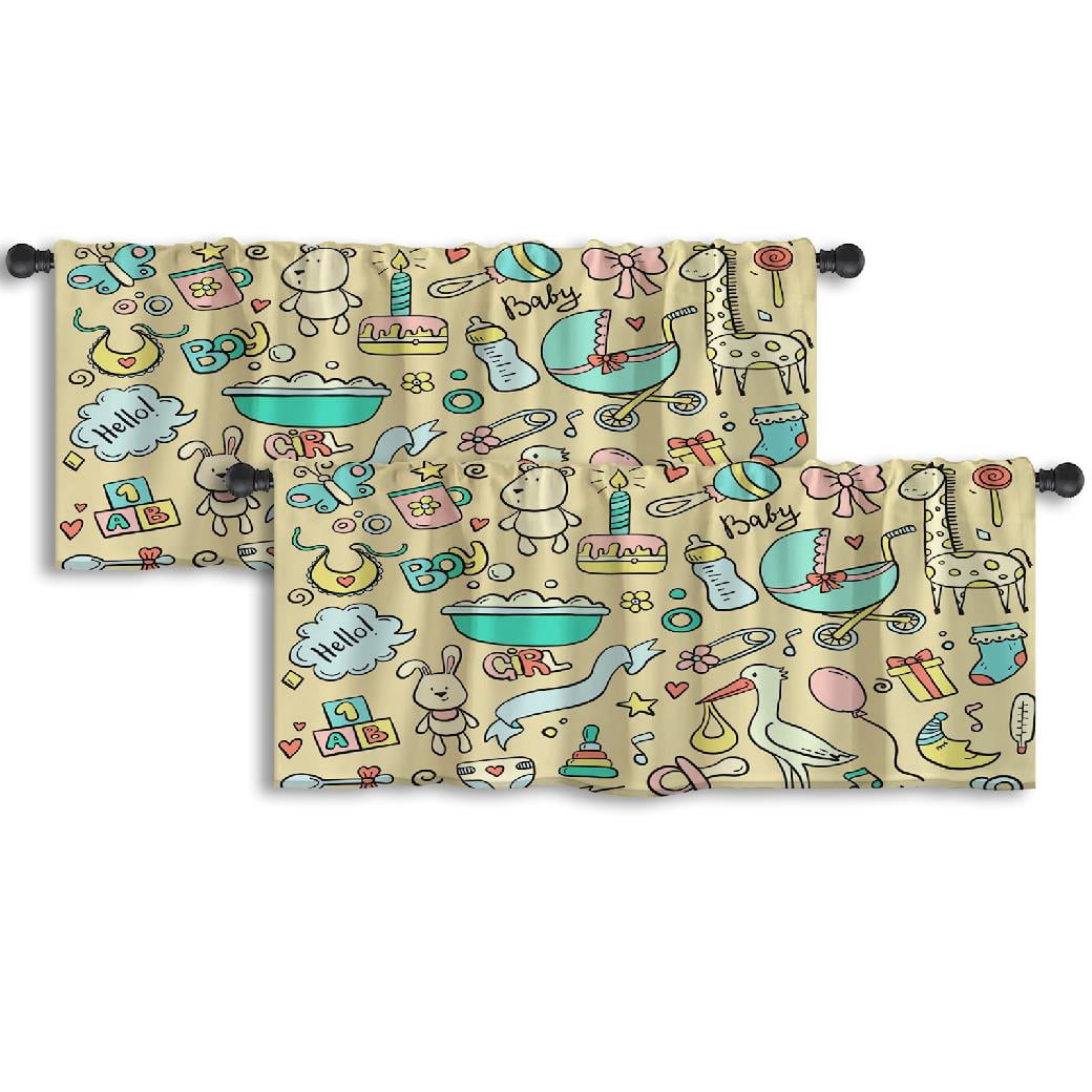 LALILO Kitchen Curtain Valance Baby And Newborn Doodle Banner Rod ...