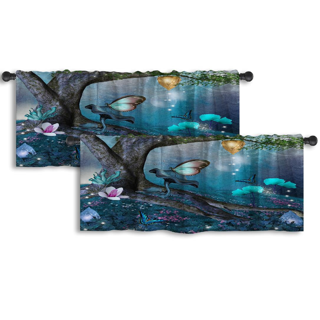 LALILO Kitchen Curtain Valance Banner Boho Botanical Bright Rod Pocket ...