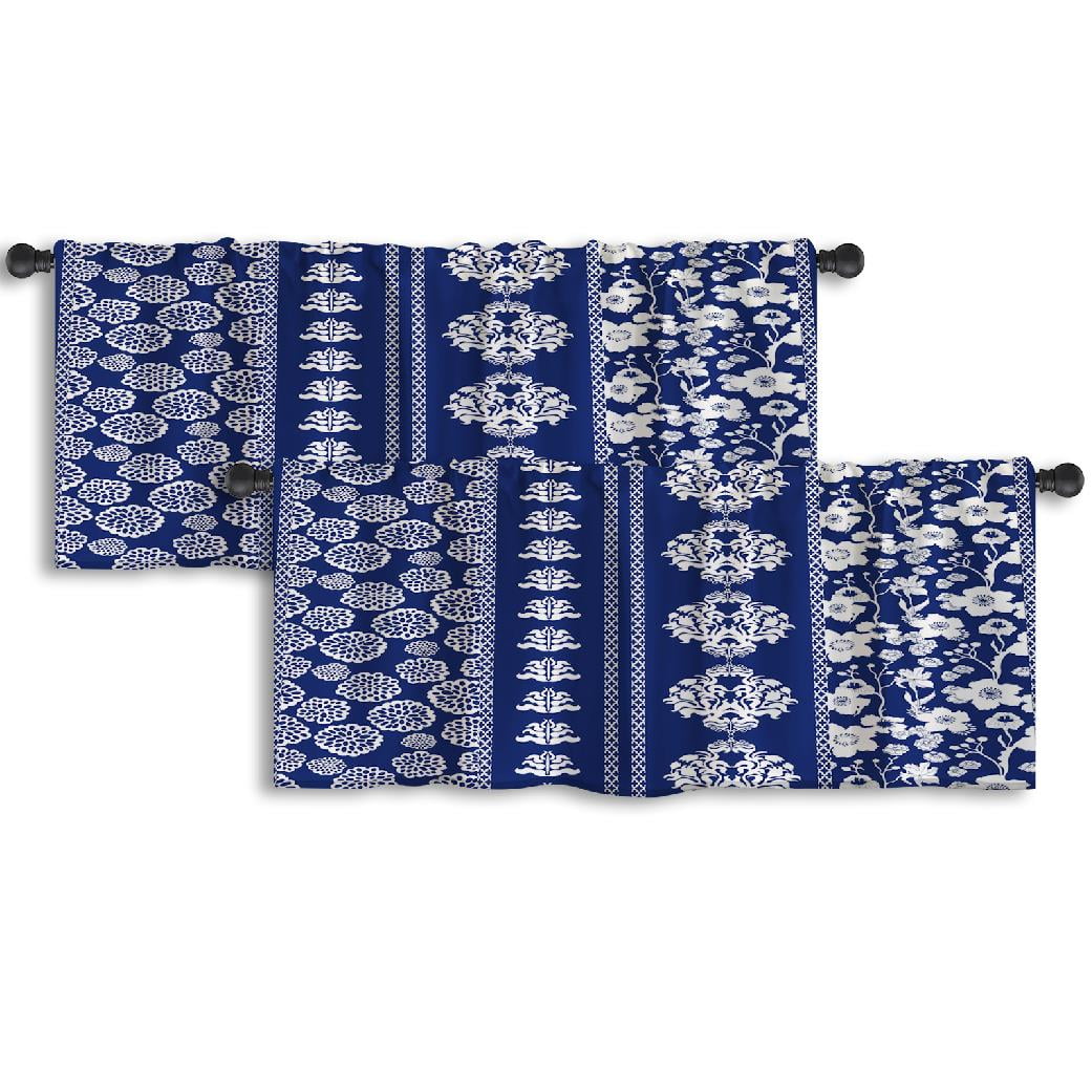 LALILO Kitchen Curtain Valance Batik Borders With Rod Pocket Window ...