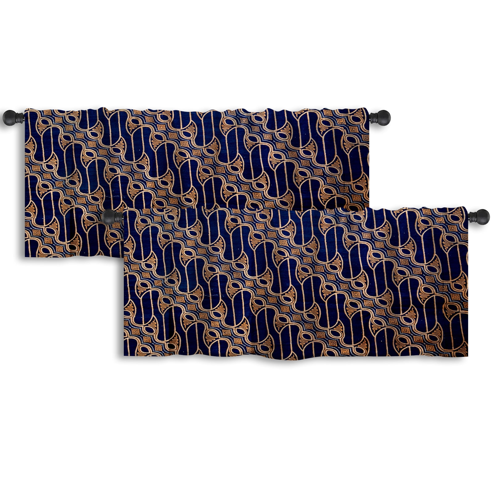 LALILO Kitchen Curtain Valance Batik Cloth Indonesia Rod Pocket Window ...