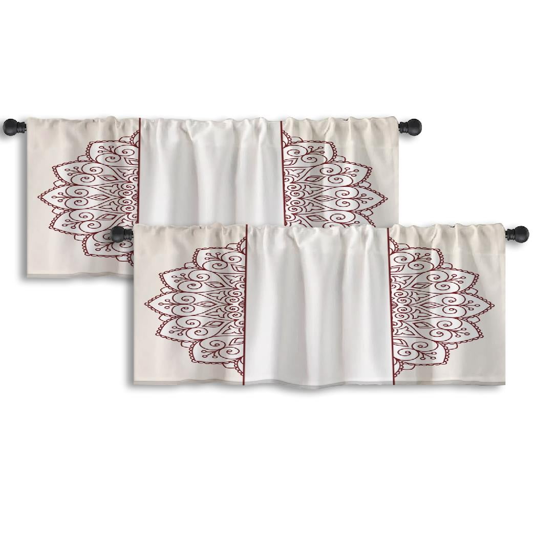 LALILO Kitchen Curtain Valance Beach Seascape Rod Pocket Window Curtain ...