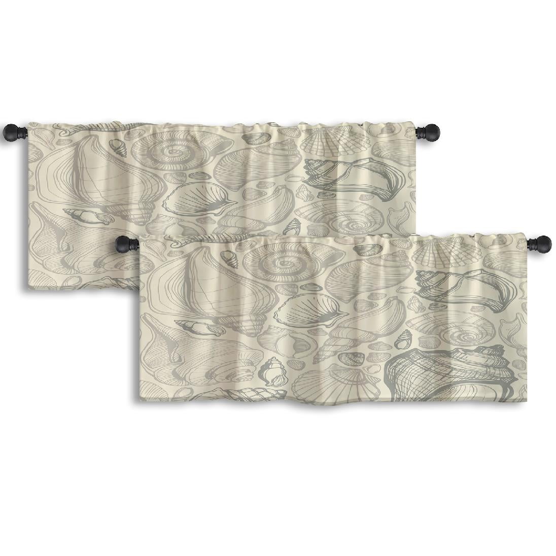 LALILO Kitchen Curtain Valance Beach Seashell Shell Beach Sea Rod ...