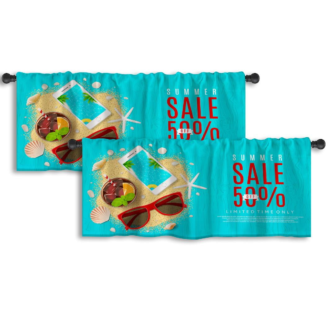 LALILO Kitchen Curtain Valance Beautiful Banner Summer Fresh Rod Pocket ...