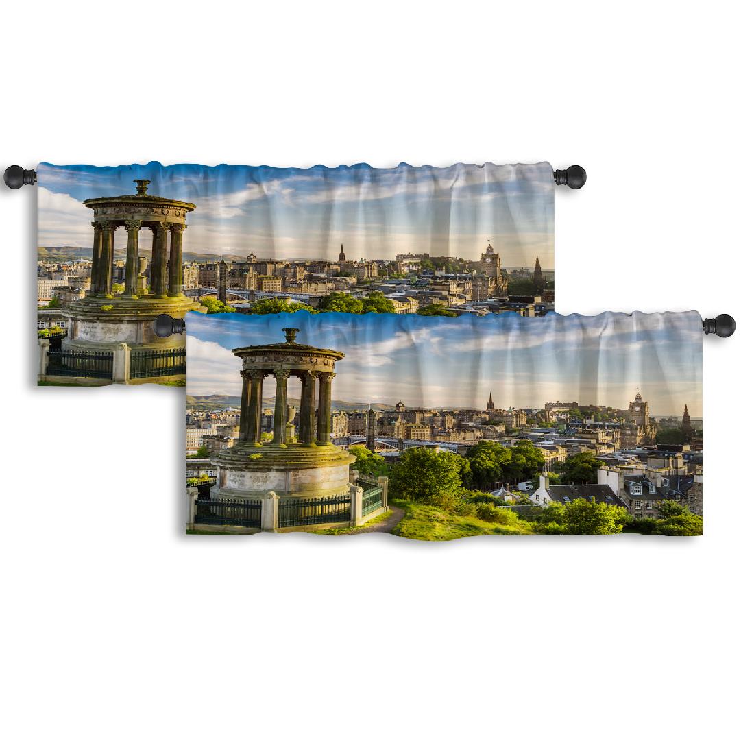 LALILO Kitchen Curtain Valance Beautiful City Castle Scotland Rod ...