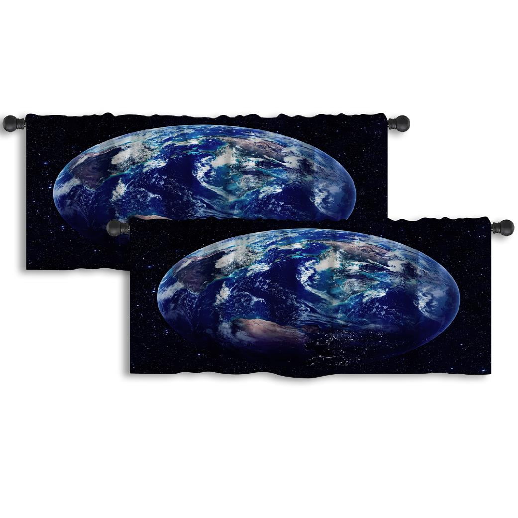 LALILO Kitchen Curtain Valance Beautiful Earth Nasa Earth Rod Pocket ...