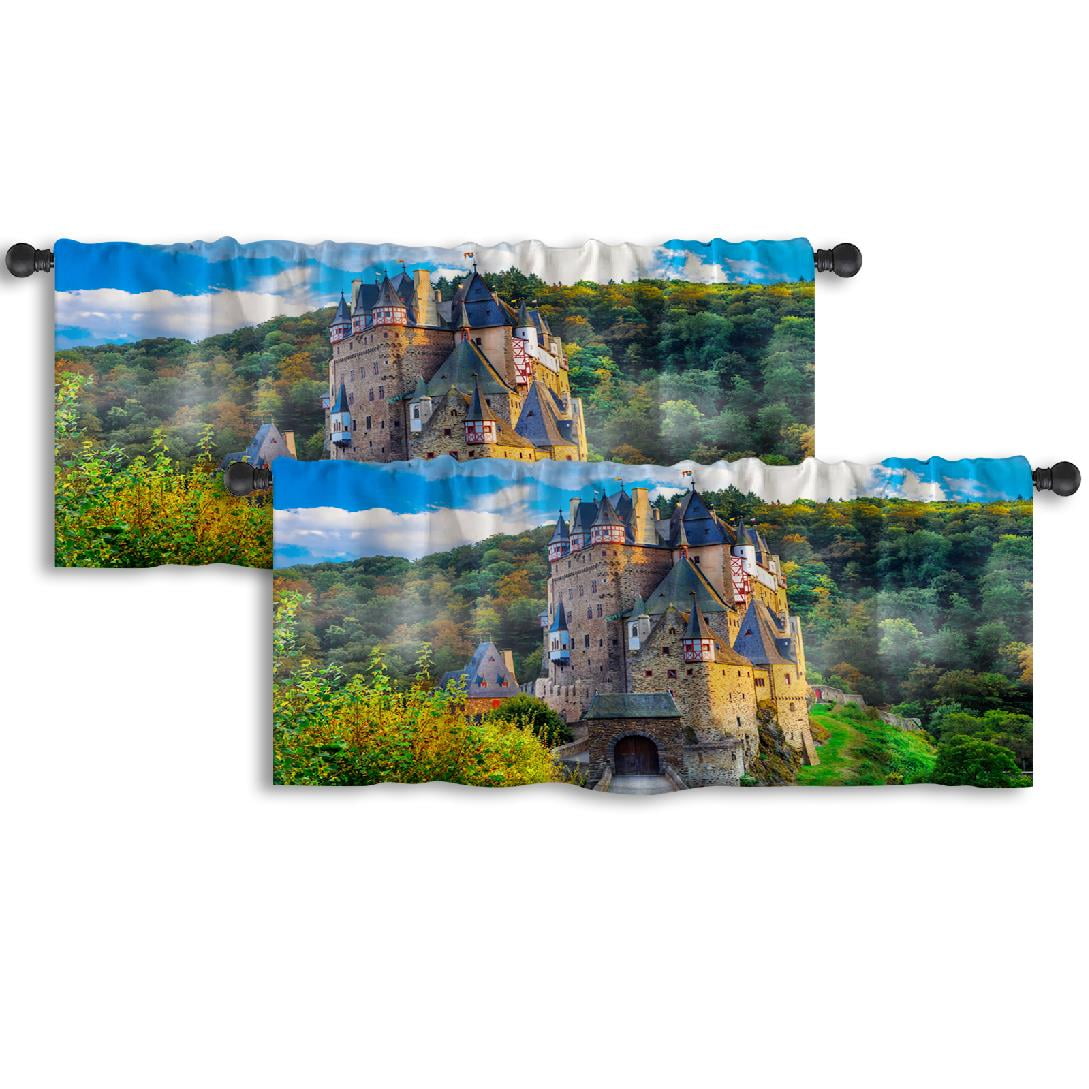 LALILO Kitchen Curtain Valance Beautiful Europe Castle Rod Pocket ...