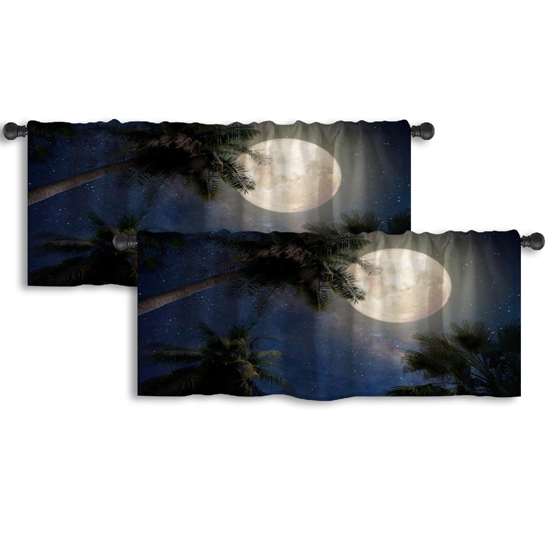 LALILO Kitchen Curtain Valance Beautiful Fantasy Palm Tree Rod Pocket ...
