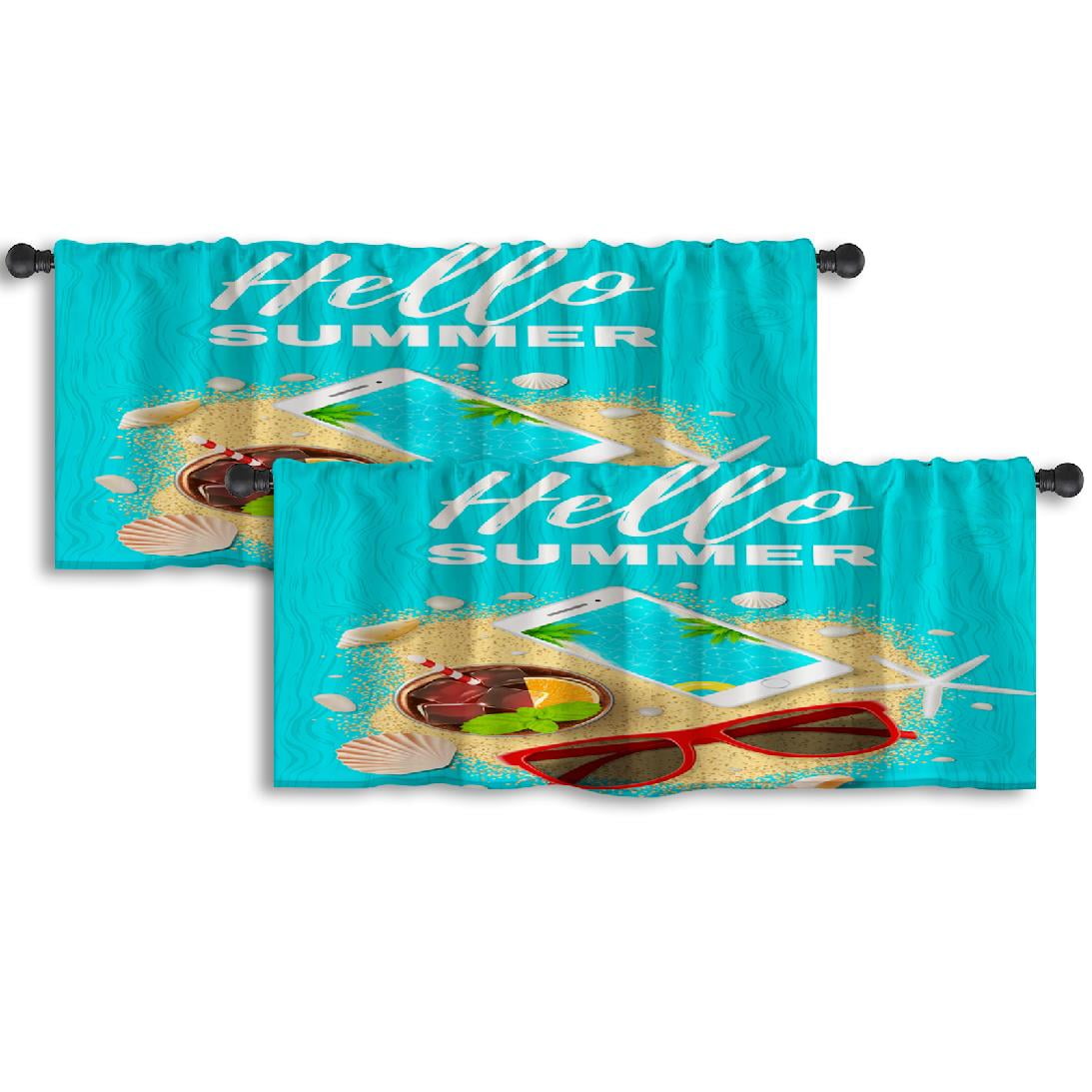 LALILO Kitchen Curtain Valance Beautiful Flyer Summer Holiday Rod ...