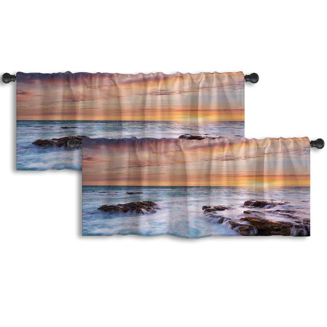 LALILO Kitchen Curtain Valance Beautiful Seascape Nature Ocean Rod ...