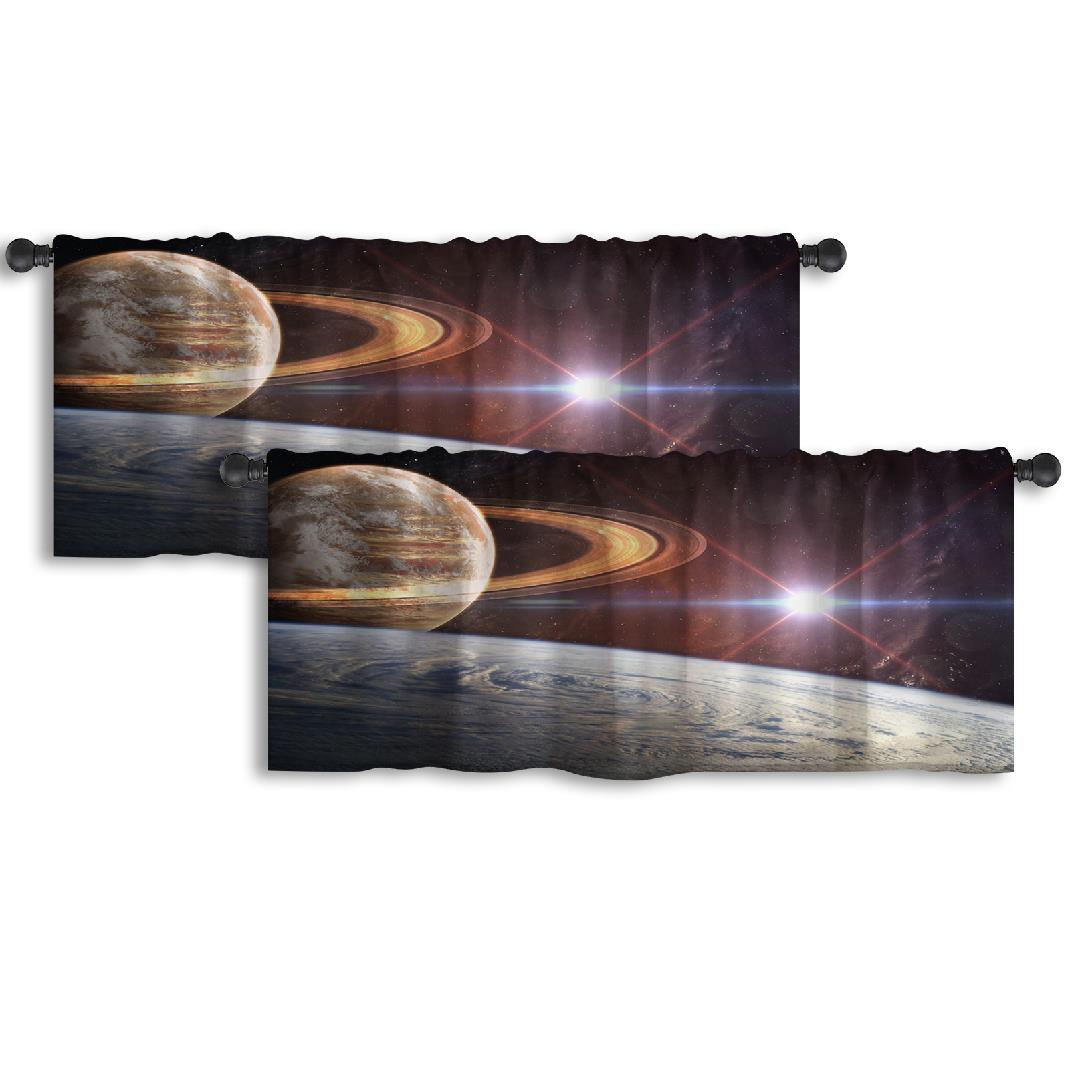 LALILO Kitchen Curtain Valance Beautiful Space Nasa Space Rod Pocket ...