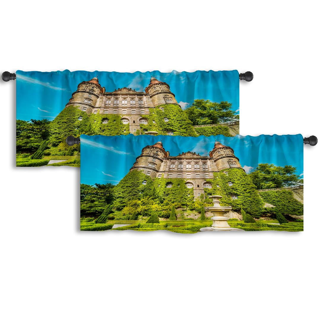 LALILO Kitchen Curtain Valance Beauty Castle Ancient Rod Pocket Window ...