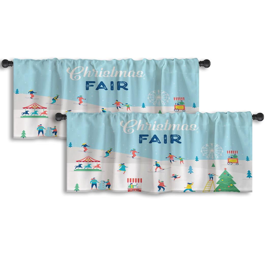 LALILO Kitchen Curtain Valance Blue Bright Water Splash Purple Rod ...