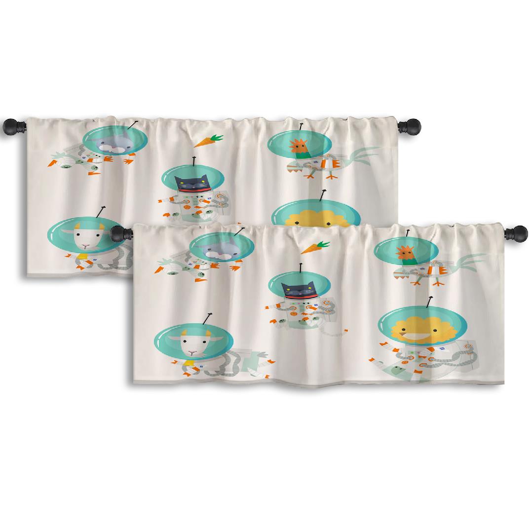LALILO Kitchen Curtain Valance Blue Watercolor Splash Stroke Rod Pocket ...