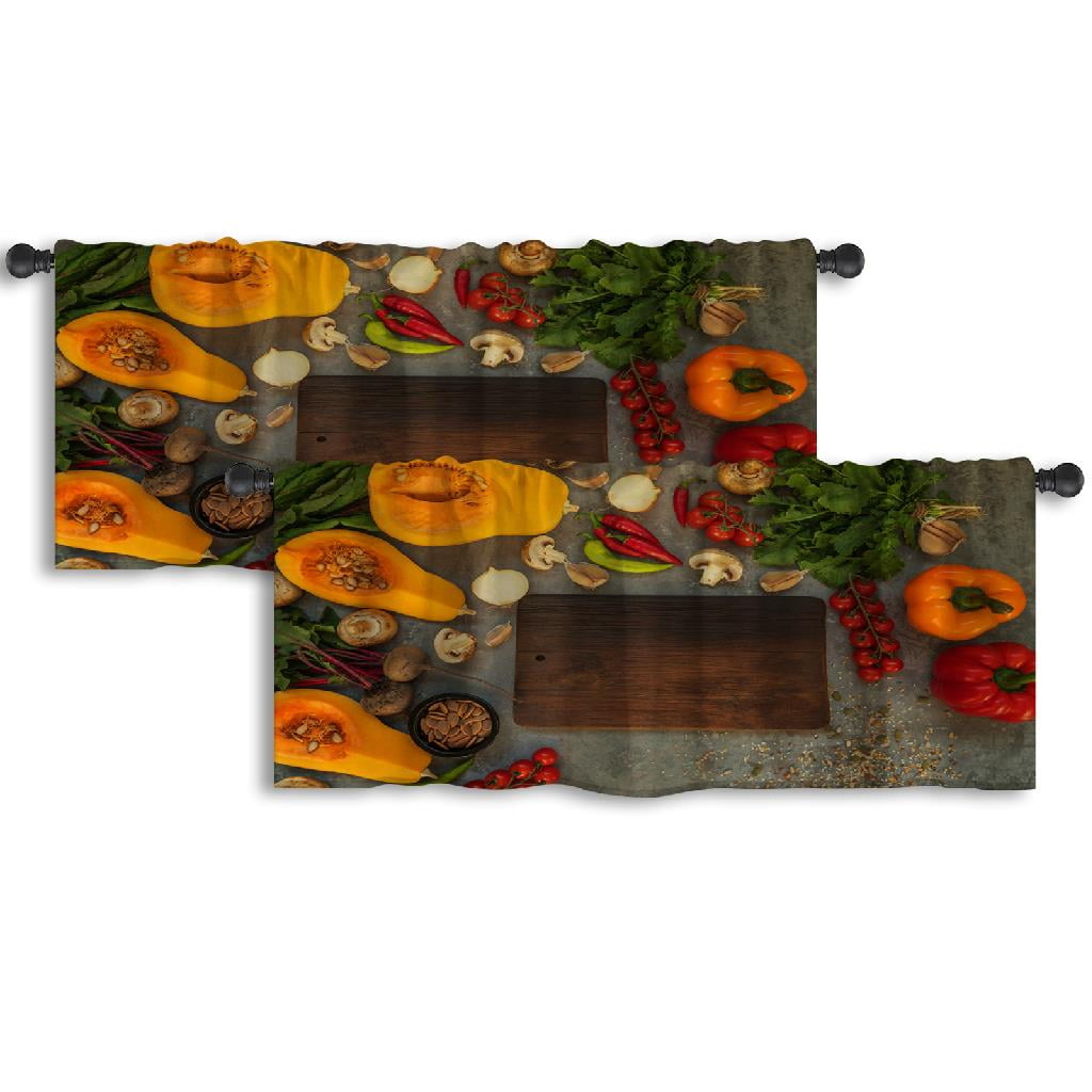 LALILO Kitchen Curtain Valance Blue World Map Watercolor Map Rod Pocket ...