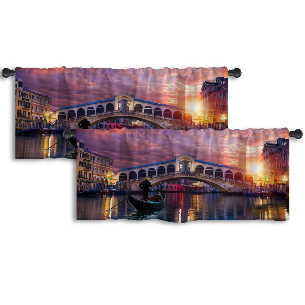 LALILO Kitchen Curtain Valance Bridge Venice Italy Italy Rod Pocket ...