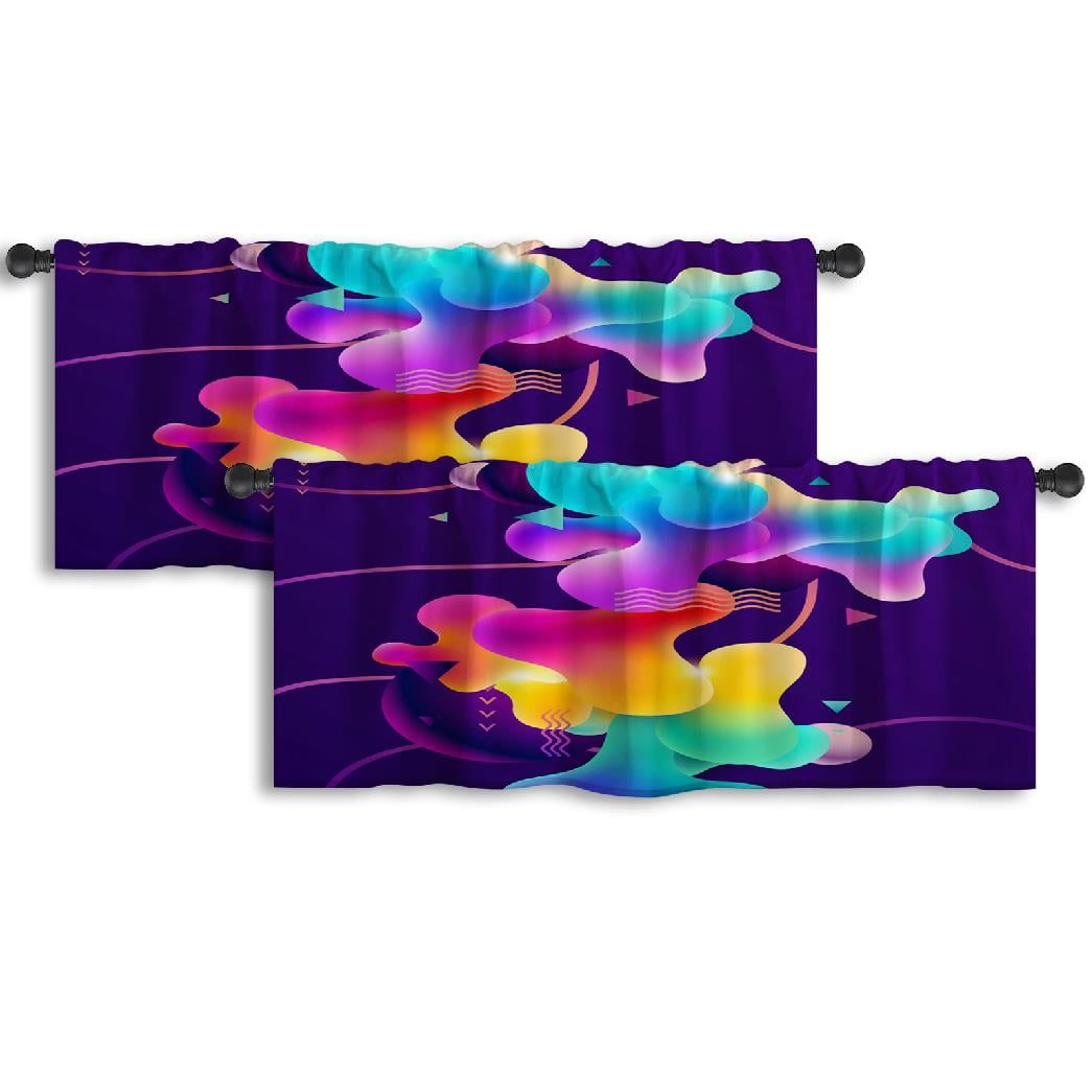 LALILO Kitchen Curtain Valance Bubbles And Shapes Shapes Rod Pocket ...