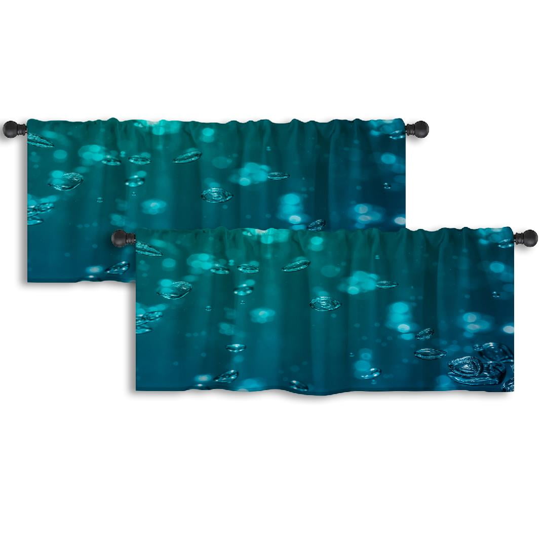 LALILO Kitchen Curtain Valance Bubbles Color Water Bright High Rod ...