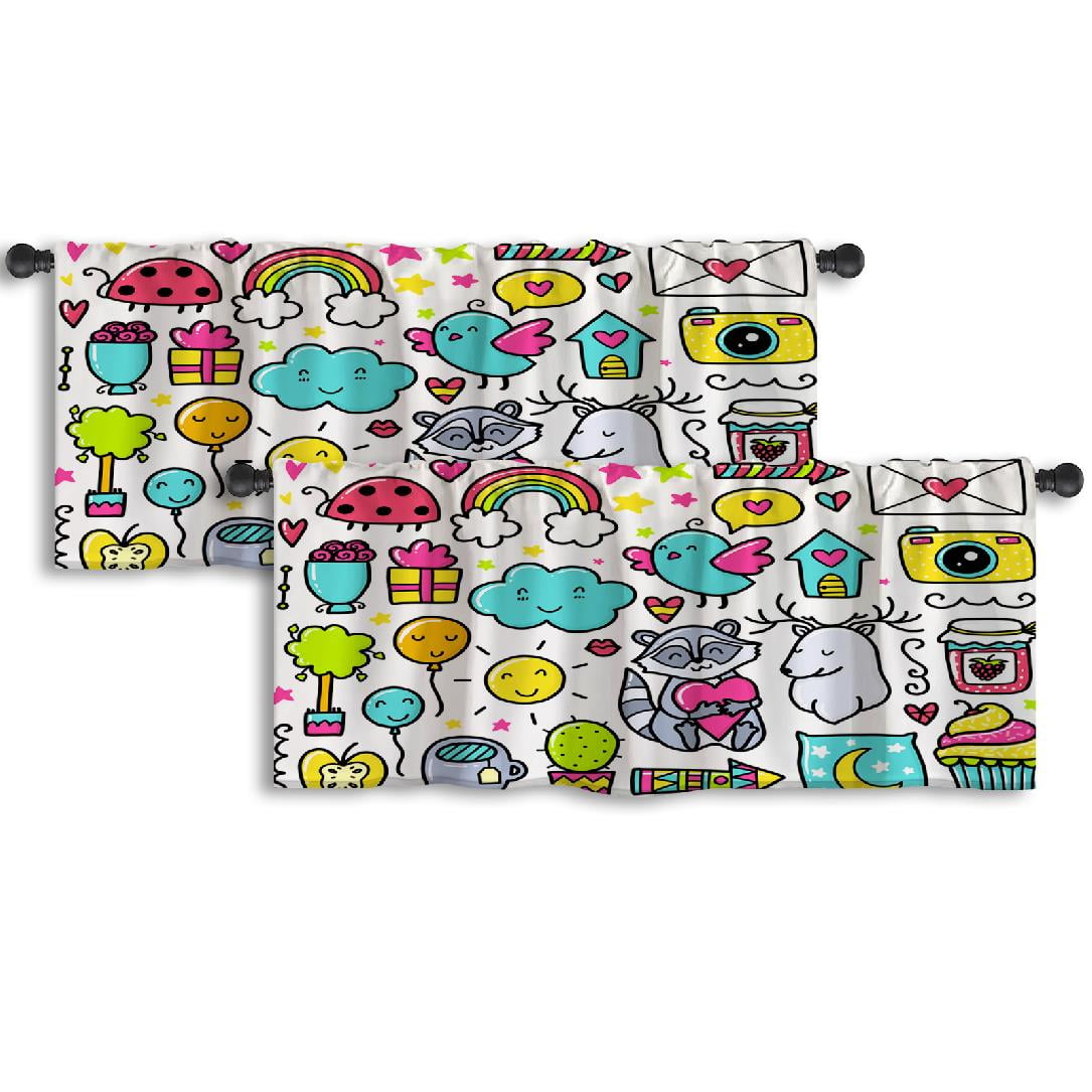 LALILO Kitchen Curtain Valance Bubbles White Beauty Bubble Rod Pocket ...