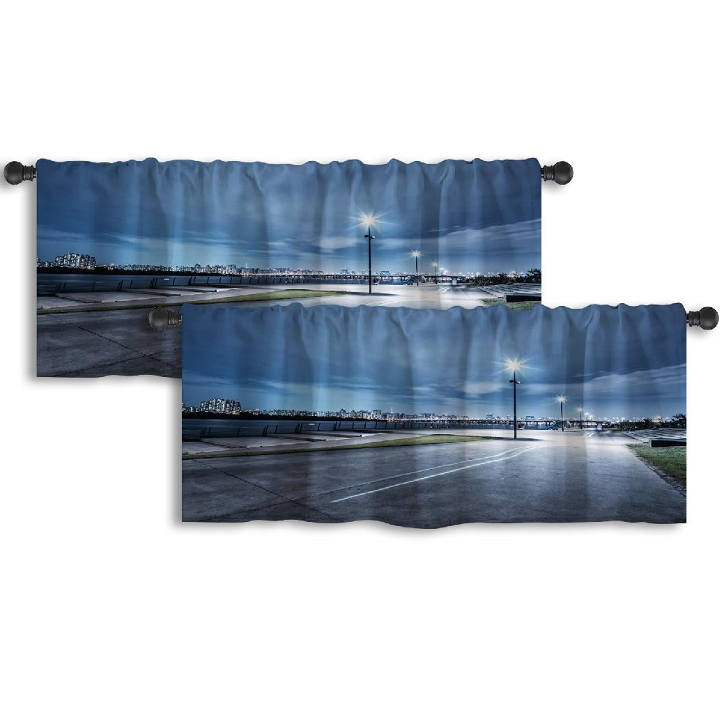 LALILO Kitchen Curtain Valance Business Yellow Color Ship Rod Pocket ...