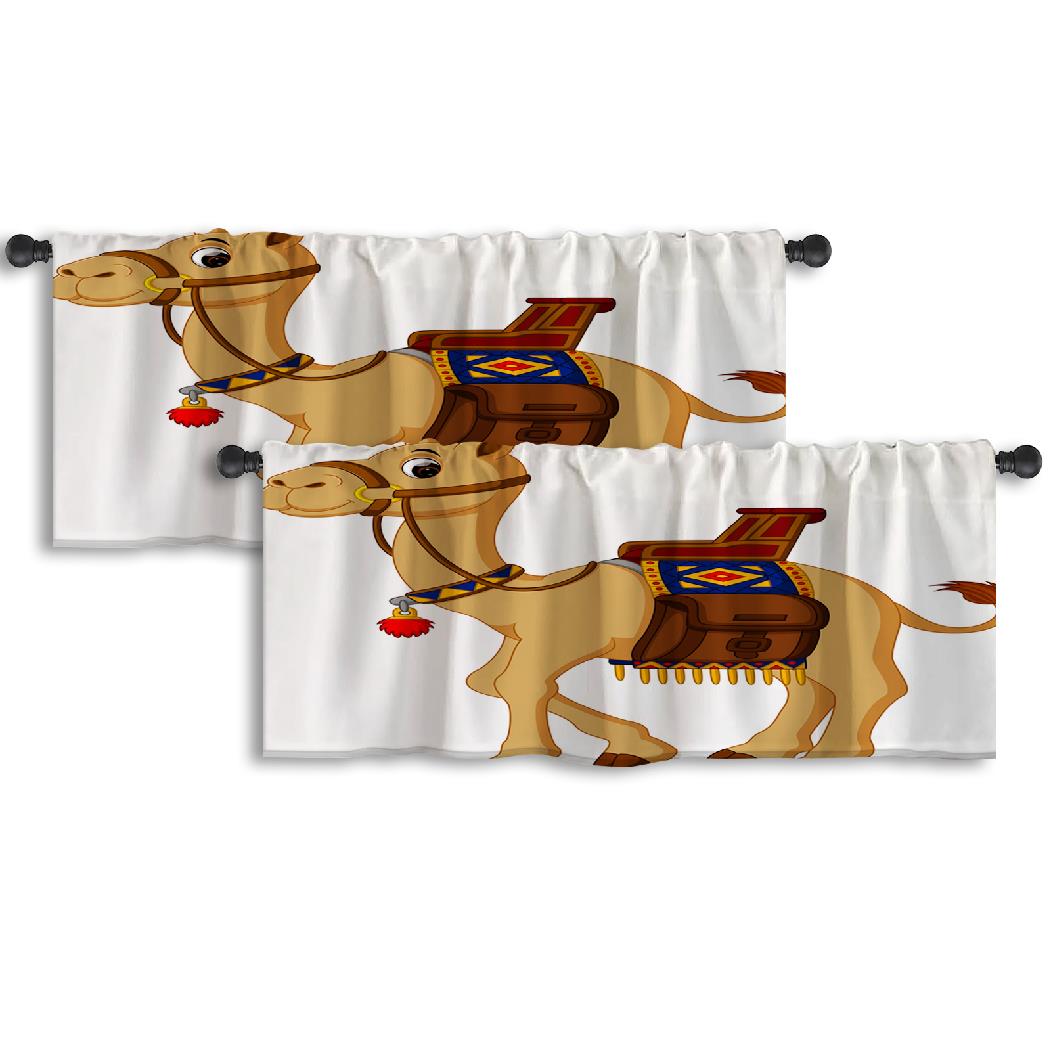 LALILO Kitchen Curtain Valance Camel Cartoon Camel Cartoon Rod Pocket ...