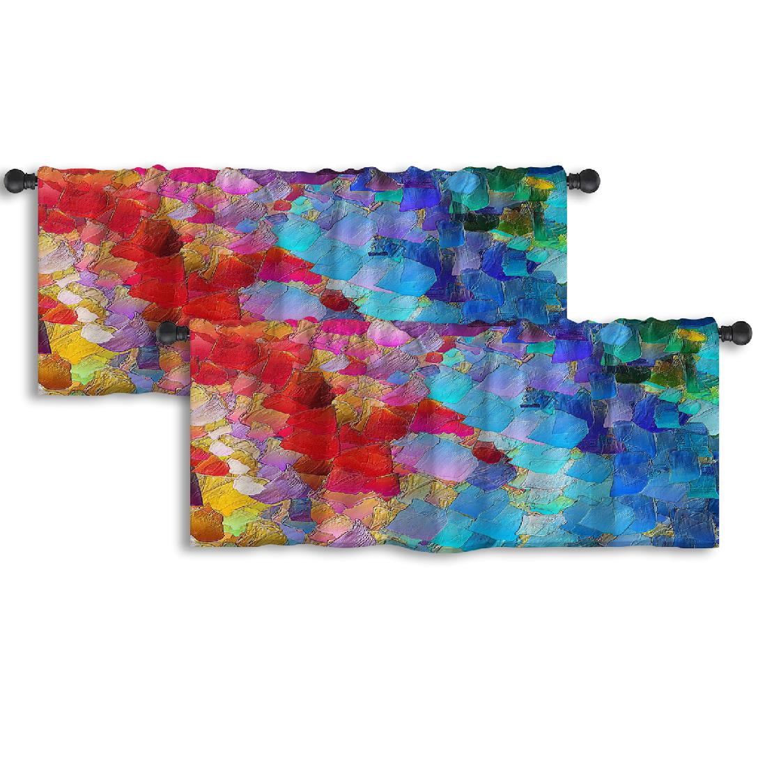 LALILO Kitchen Curtain Valance Canvas Artwork Art Modern Rod Pocket ...