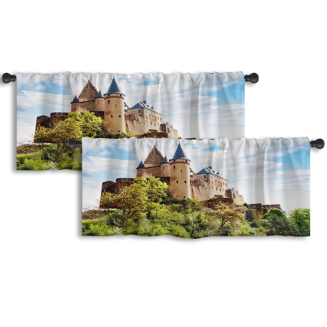 LALILO Kitchen Curtain Valance Castle Castle Ancient Landmark Rod ...