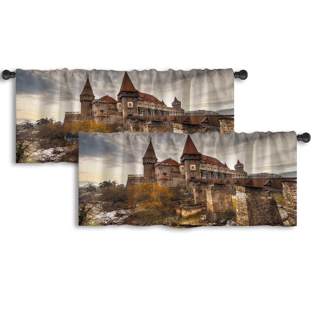 LALILO Kitchen Curtain Valance Castle Castle Gothic Castle Rod Pocket ...