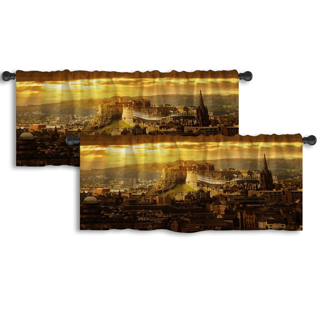 LALILO Kitchen Curtain Valance Castle Castle Scotland Skyline Rod ...