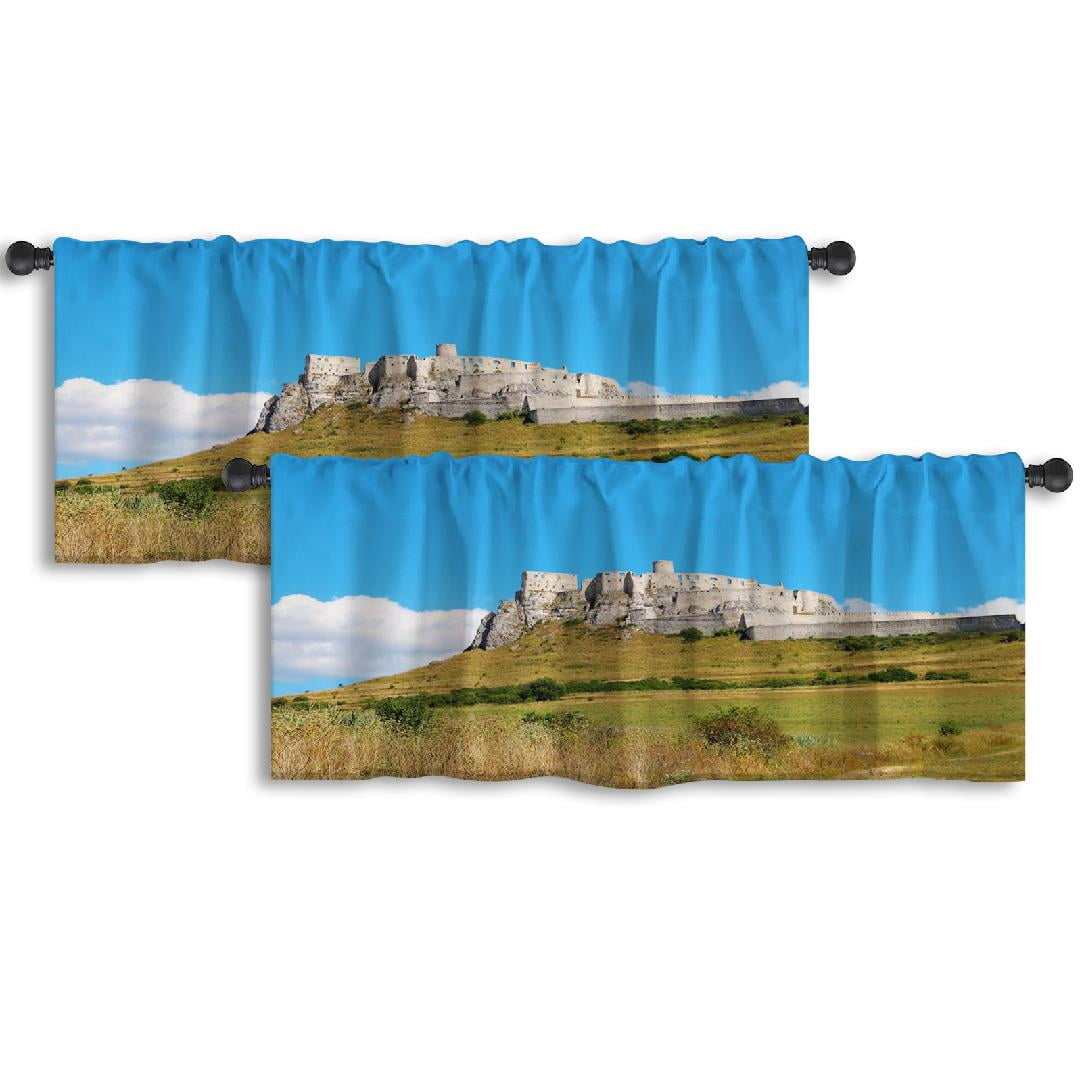 LALILO Kitchen Curtain Valance Castle Europe Ancient Rod Pocket Window ...