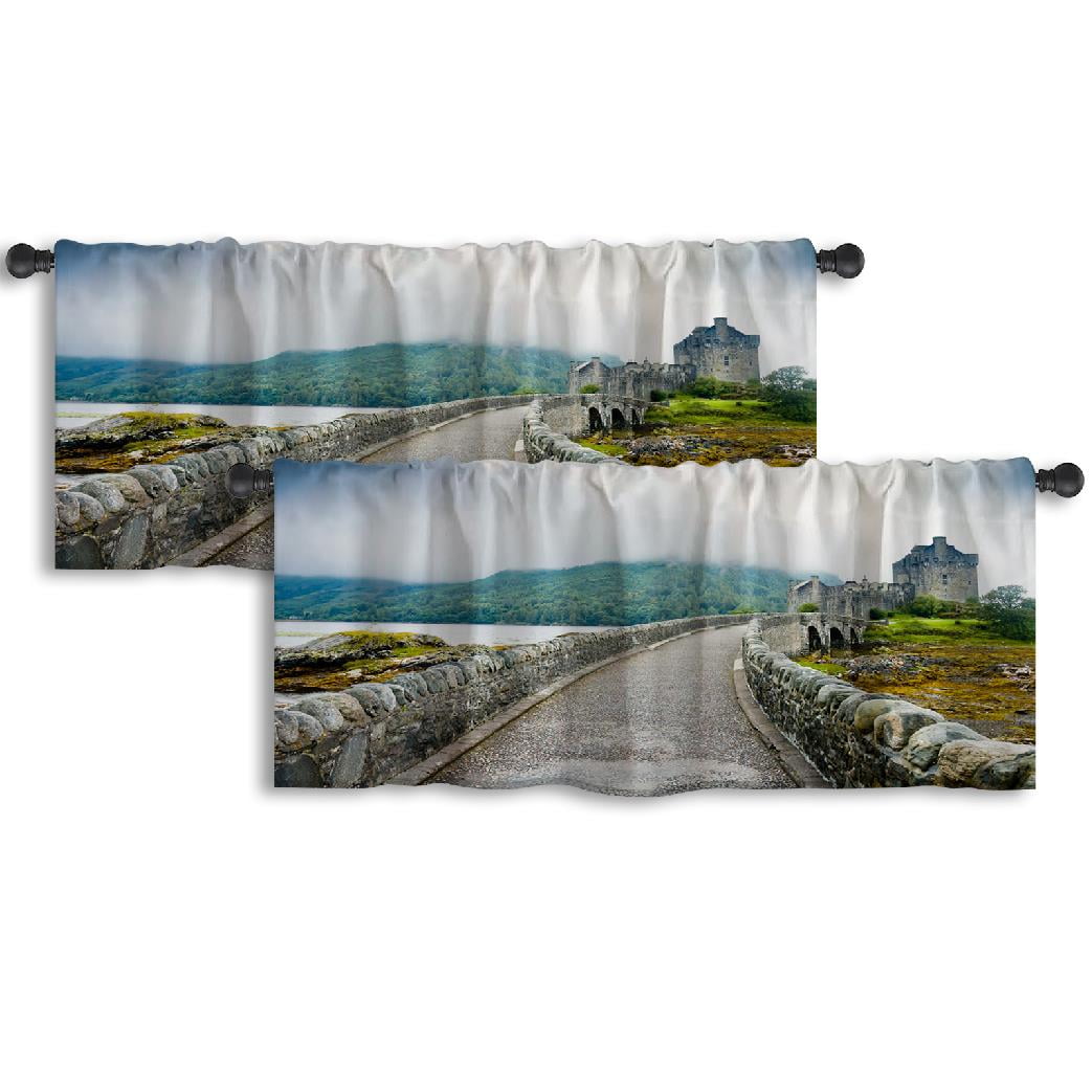 LALILO Kitchen Curtain Valance Castle Scotland Day Rod Pocket Window ...