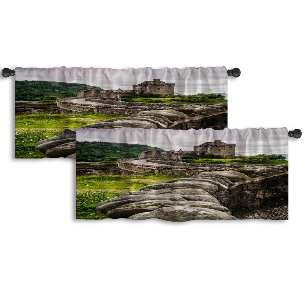LALILO Kitchen Curtain Valance Castle Scotland Rod Pocket Window ...